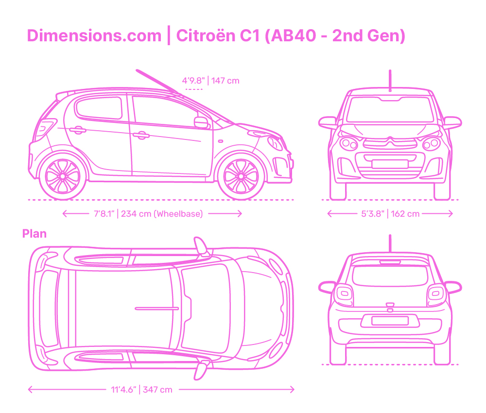 Citro n C1 AB40 2nd Gen Dimensions Drawings Dimensions Citro n C1 AB40 2nd Gen Dimensions Drawings Dimensions