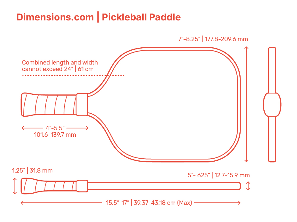 Pickleball Paddle Dimensions Drawings Dimensions