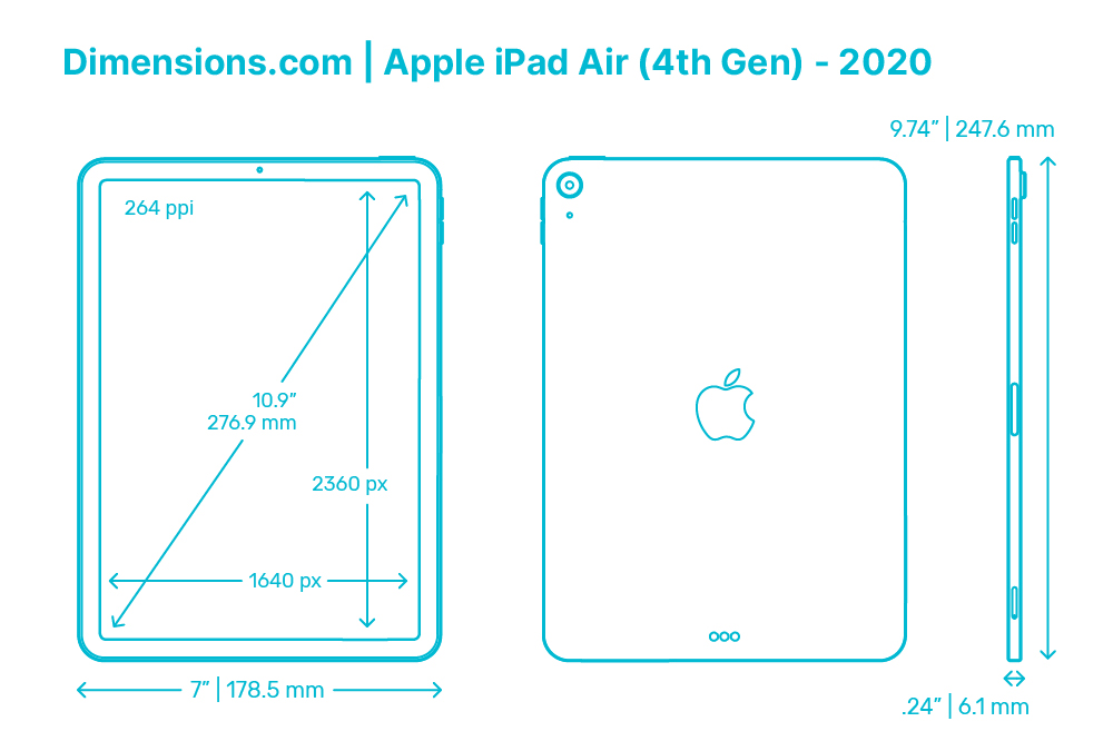 Apple IPad Air 4th Gen 2020 Dimensions Drawings Dimensions Apple IPad Air 4th Gen 2020 Dimensions Drawings Dimensions
